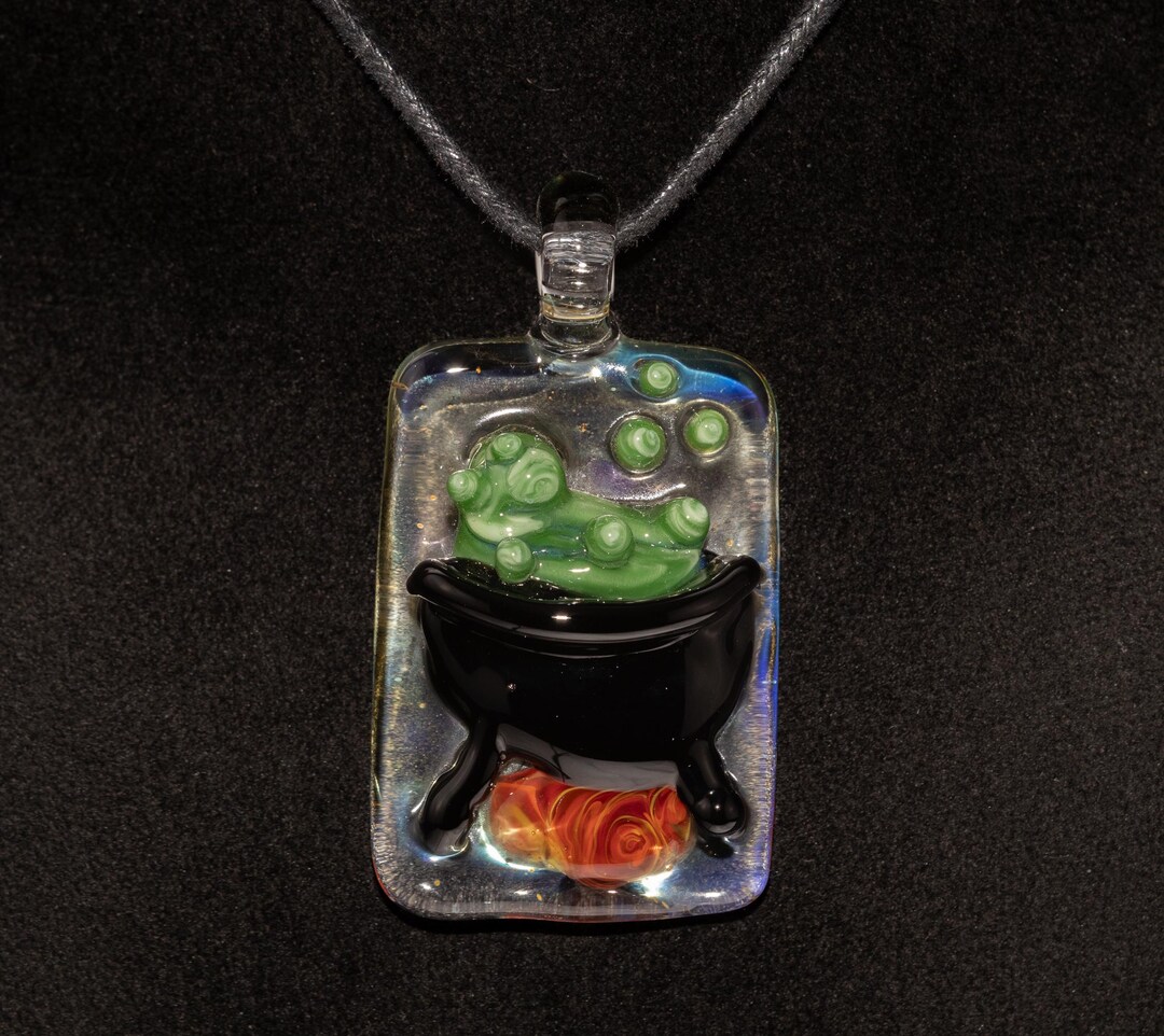 Cauldron Glass Pendant | Bubbling Potion Jewelry | Handmade Witch’s ...