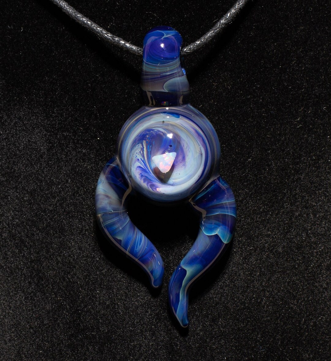 Glass Talisman With Encased Opal Borosilicate Pendant Necklace Jewelry ...