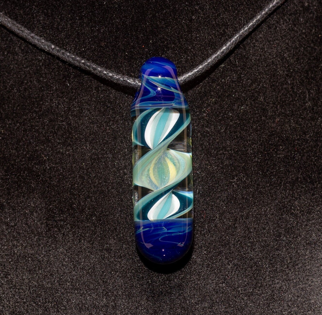 Double Helix Pendant | Twisted Glass Talisman | Spiral Borosilicate ...