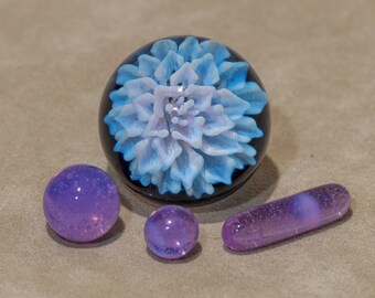 Flower Implosion Marble Set Slurper Set Mini Marbles Pearls Pillar Glass Blown Bottles Small ...
