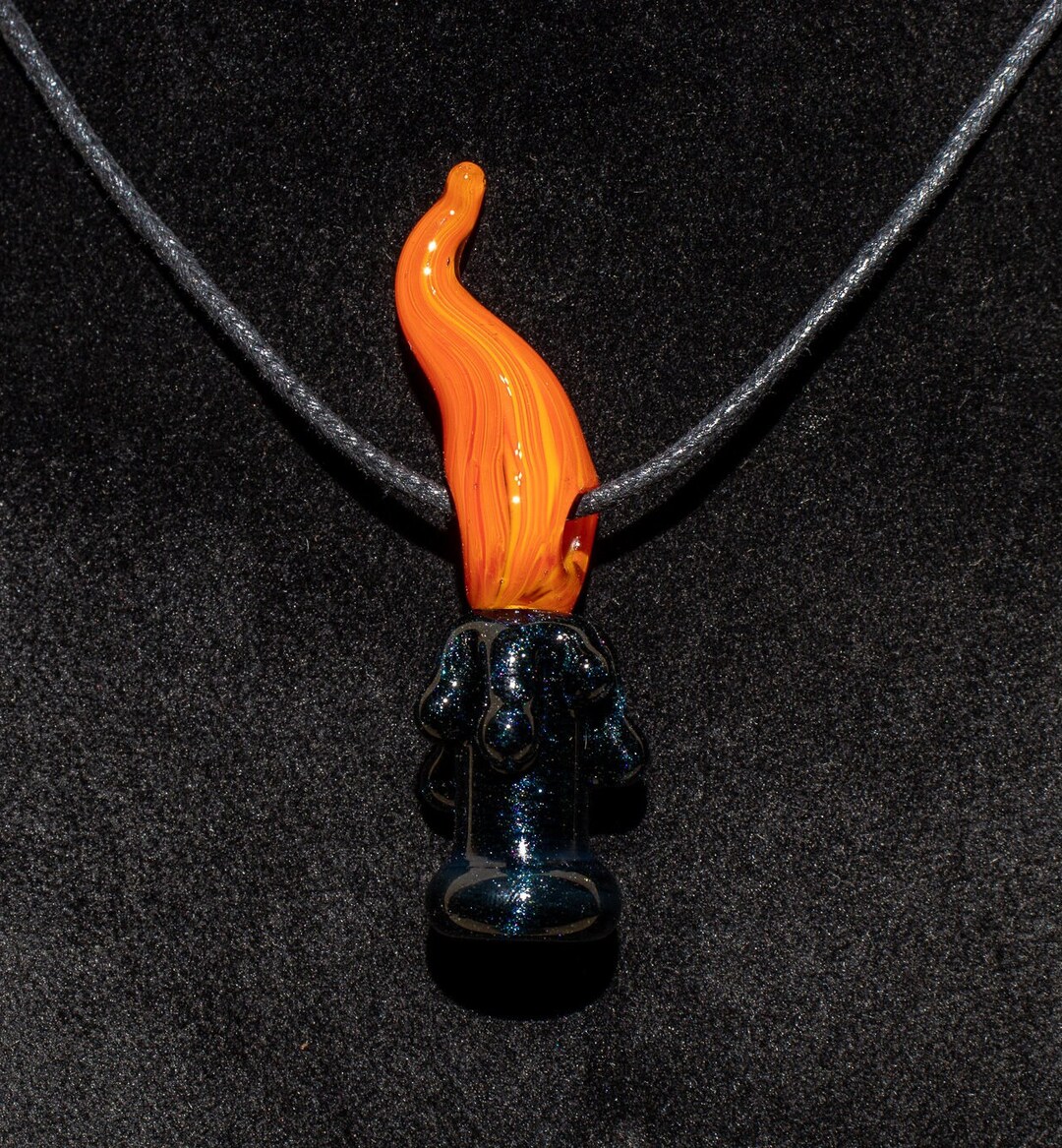 Candle Pendant Sculpted Glass Flame Necklace Everlasting Glass Fire ...