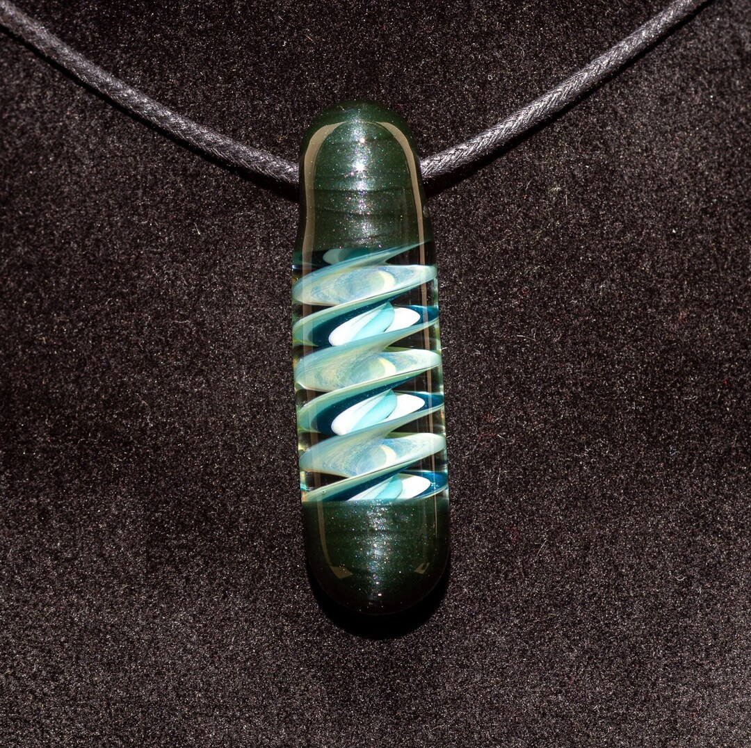 Double Helix Pendant Twisted Glass Talisman Spiral Borosilicate ...