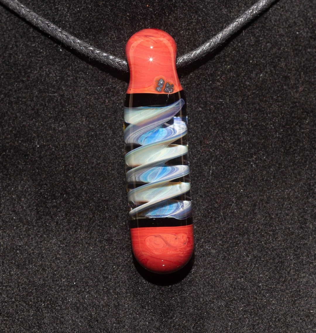 Double Helix Pendant | Twisted Glass Talisman | Spiral Borosilicate ...