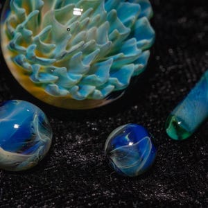 Flower Implosion Marble Set Slurper Set Mini Marbles Pearls Pillar Glass Blown Bottles Small ...