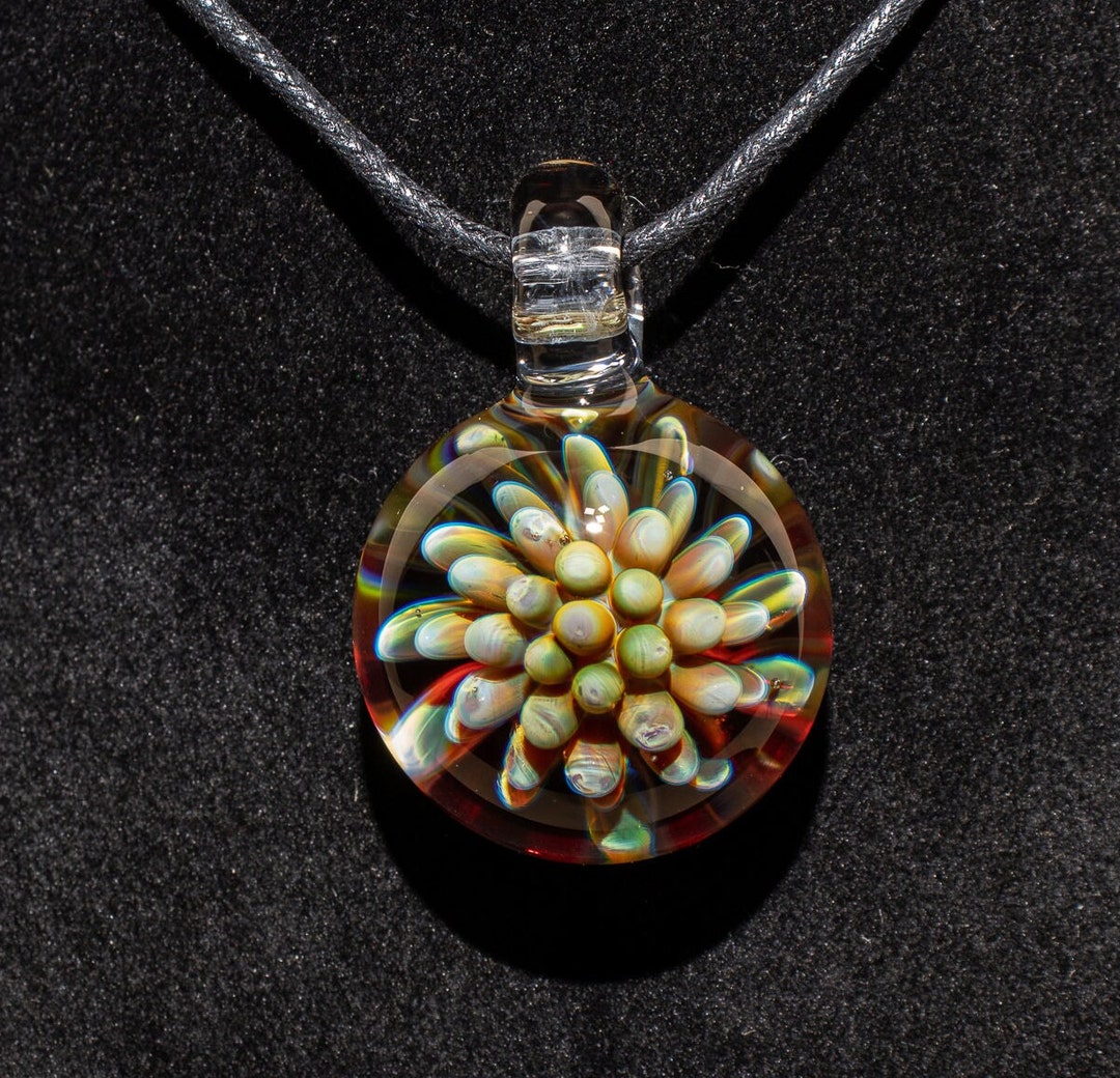Glass Implosion Pendant Flower Necklace Flower Jewelry Glass Pendant ...