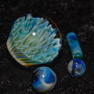 Flower Implosion Marble Set Slurper Set Mini Marbles Pearls Pillar Glass Blown Bottles Small ...