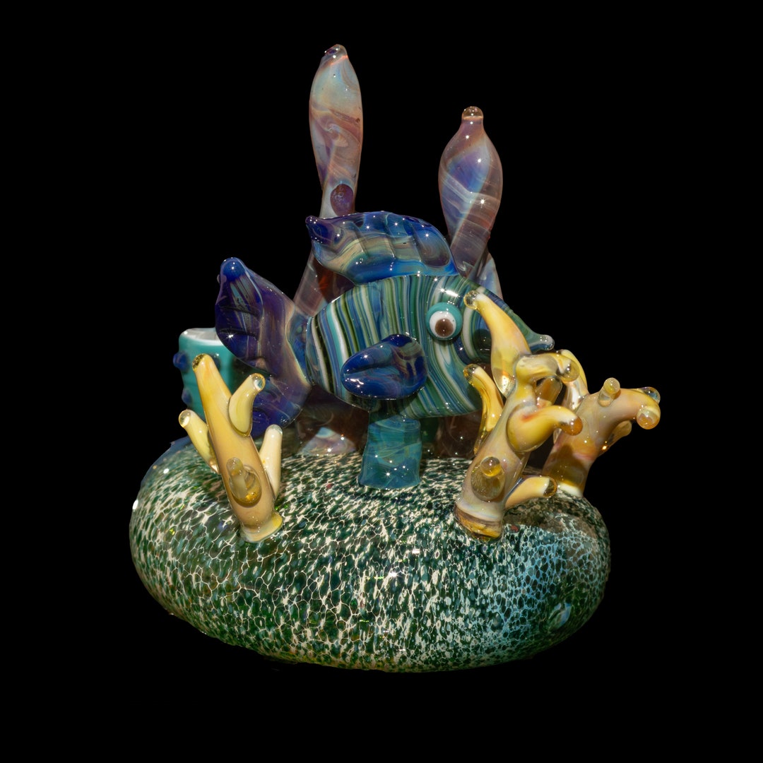 Coral Reef Sculpture Handmade Ocean Glass Sculpture Table Display Art ...
