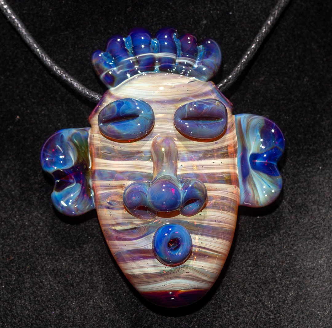 Glass Tiki Pendant Sculpted Moai Necklace Tiki Bar Jewelry Accessories ...