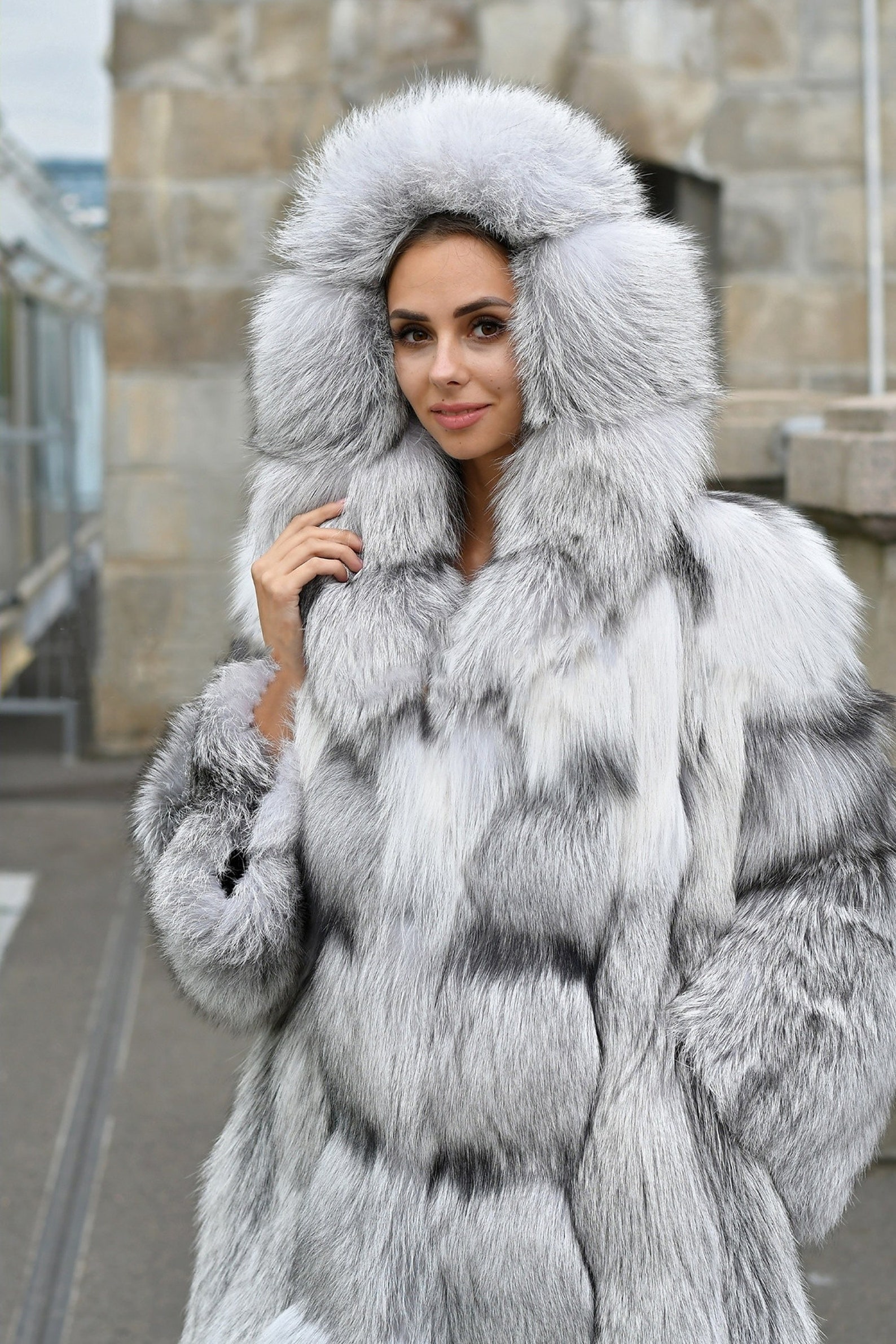 LUXURY PLATINUM FOX Fur Jacket ,customized Coat With Whole Skins, Fur ...