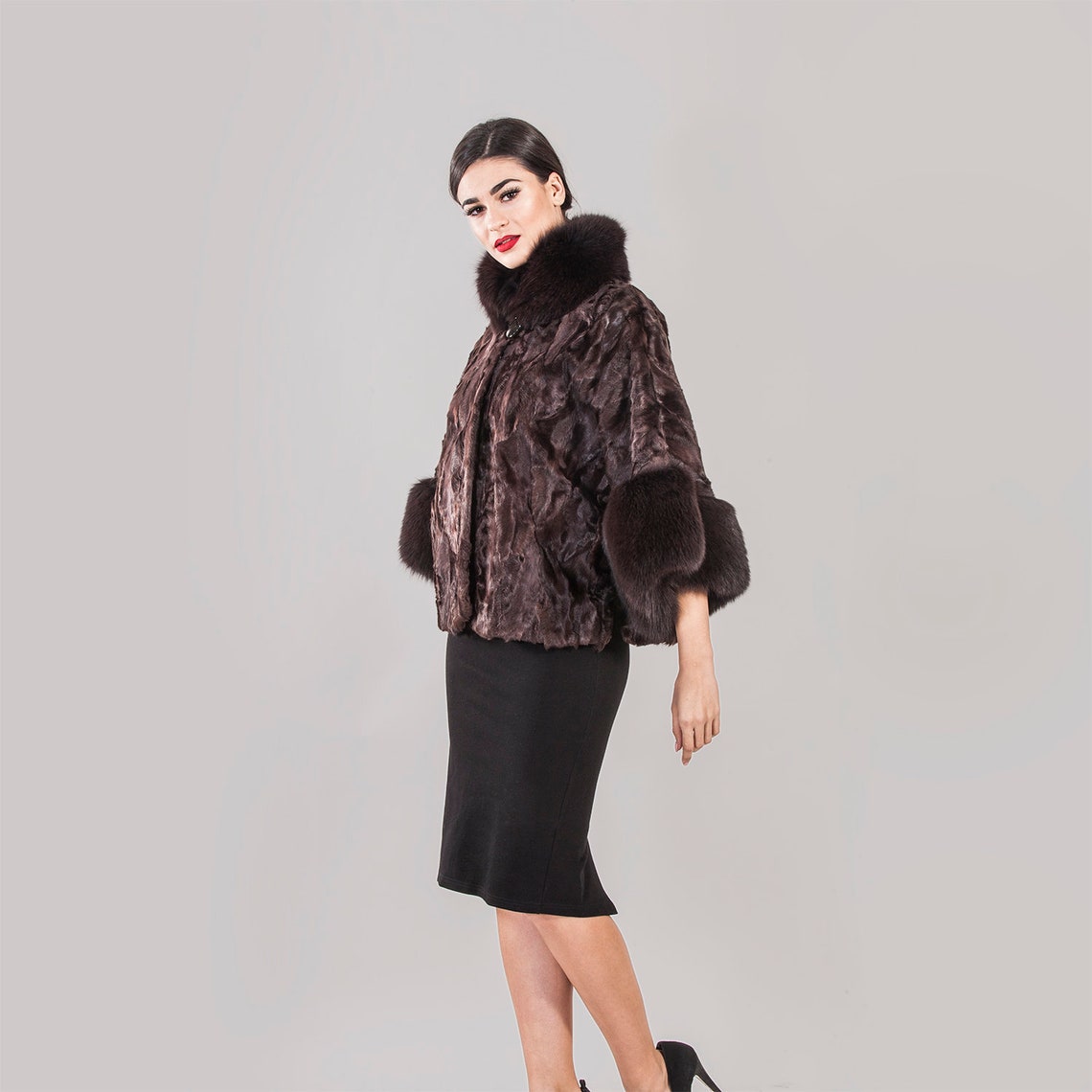 Real Luxury Persian Lamb Swakara Fur Jacket, Fur Cape,luxury Fur Jacket ...