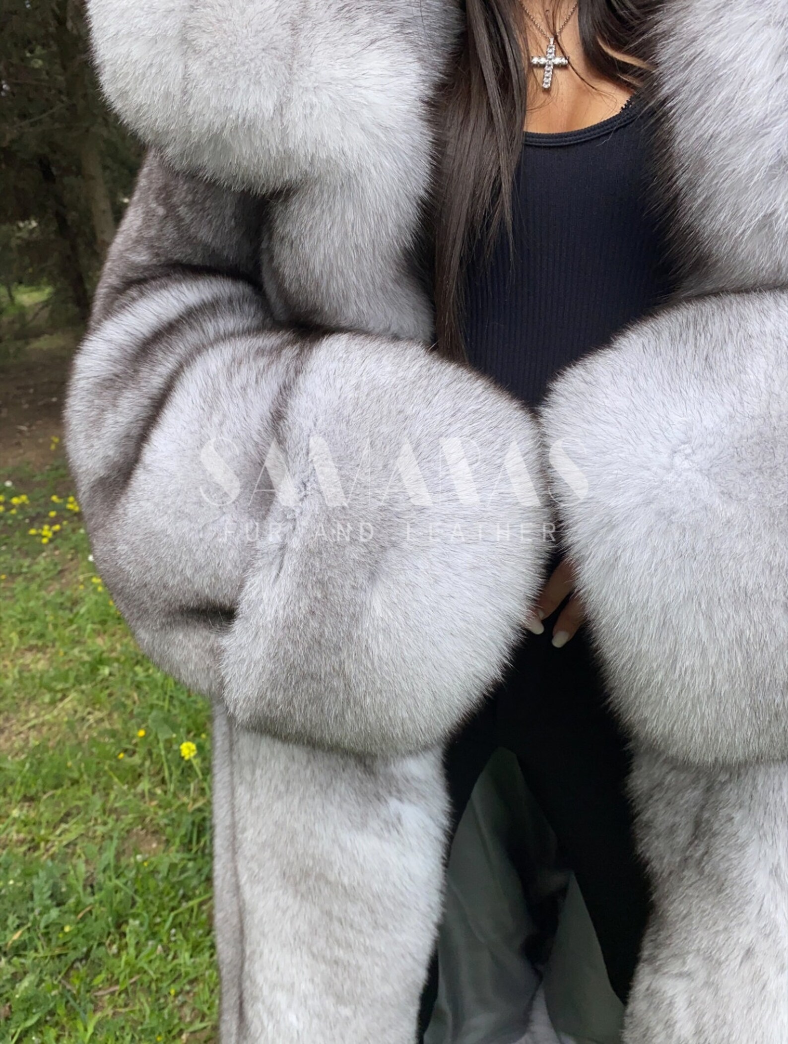 52 Inch LONG BLUE FOX Coat fur Coat With Whole Skinsfur - Etsy