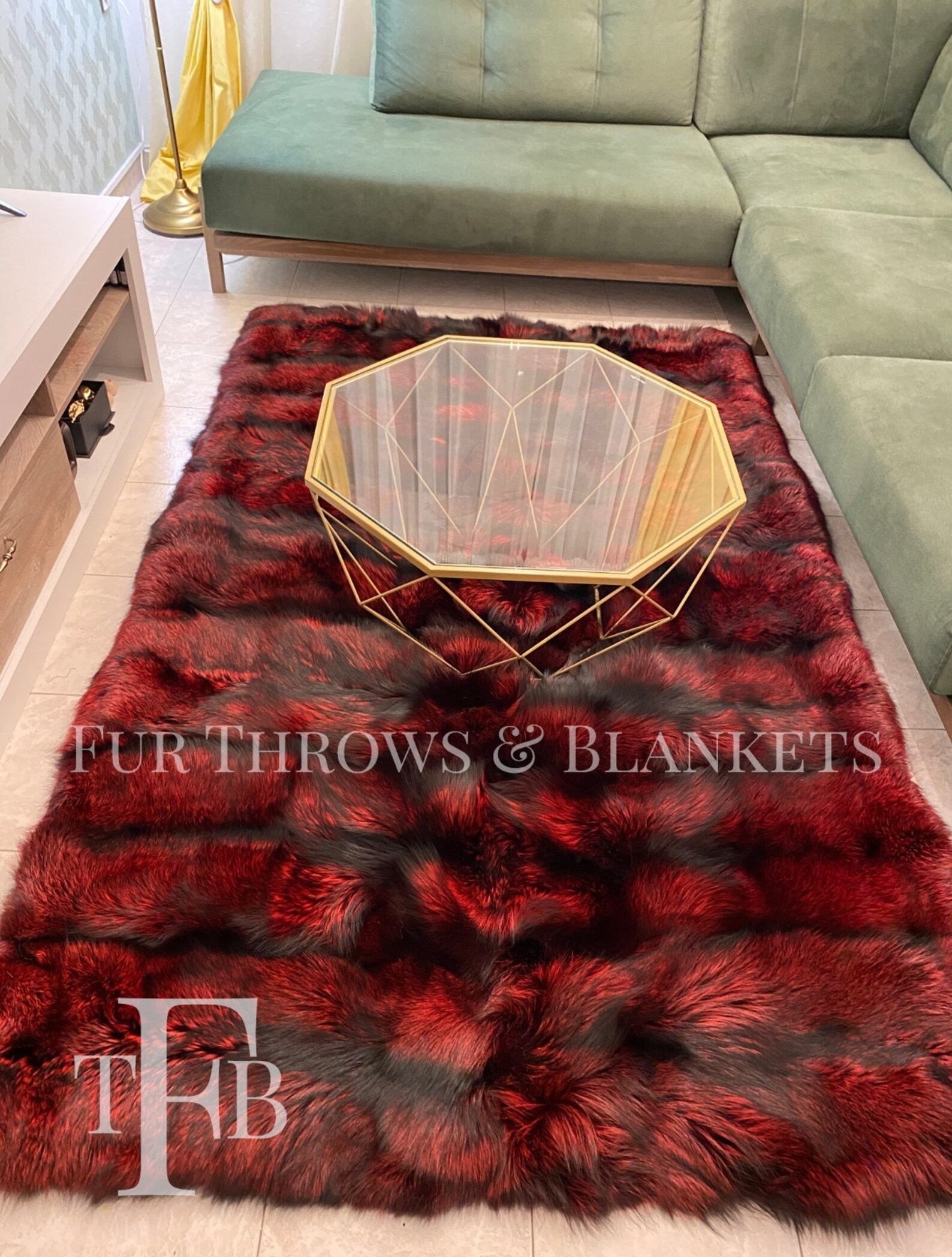 REAL SILVER FOX Dyed Red Color Fur Throwluxury Velvet Style - Etsy