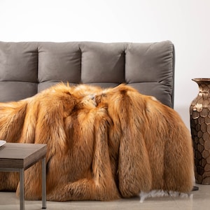 5stars Full Skin REAL FOX FUR Throw,fur Comforter,fur Blanket,various ...
