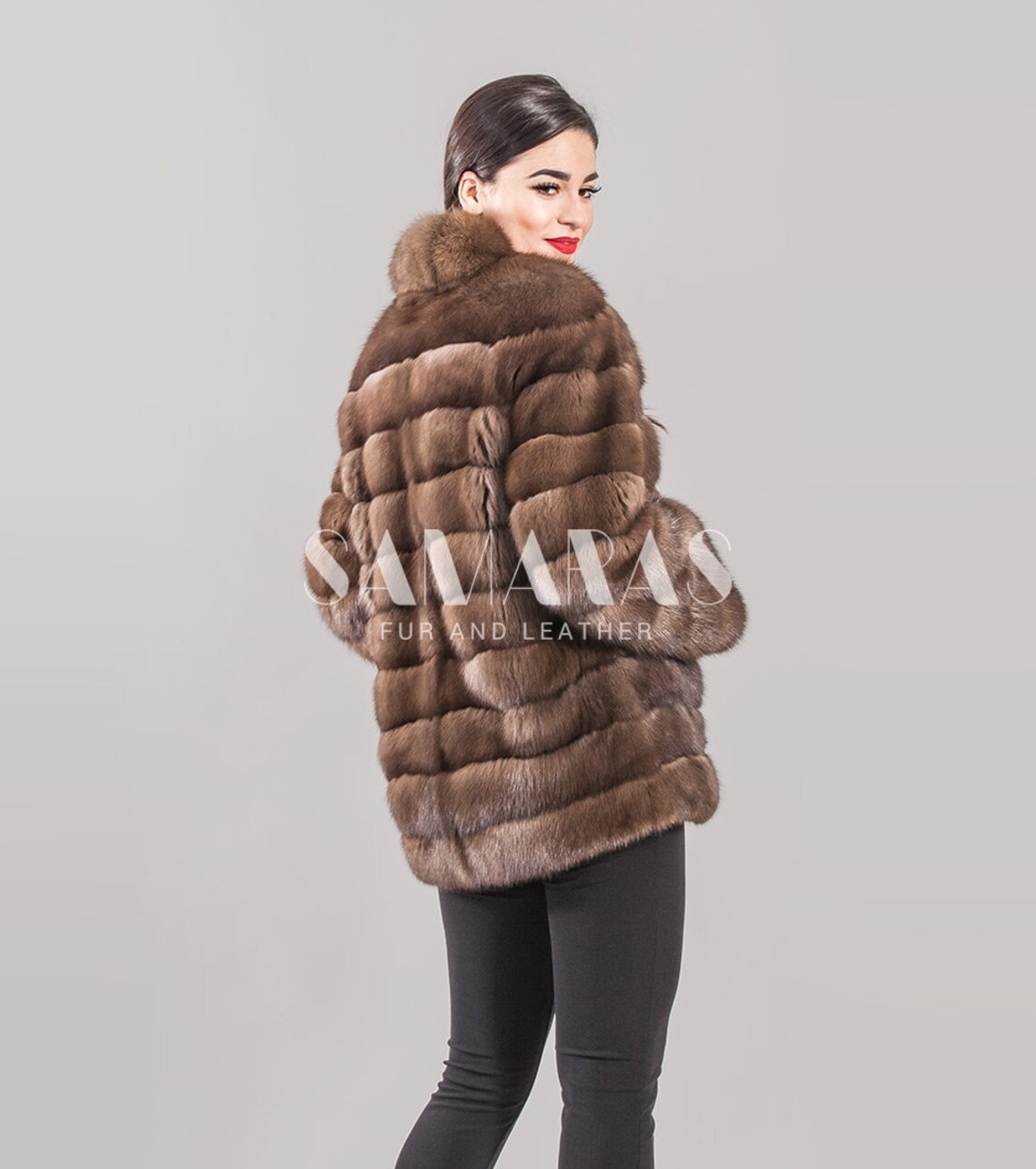 Real RUSSIAN SABLE FUR Jacket With English Collar,sable Jacket,sable ...