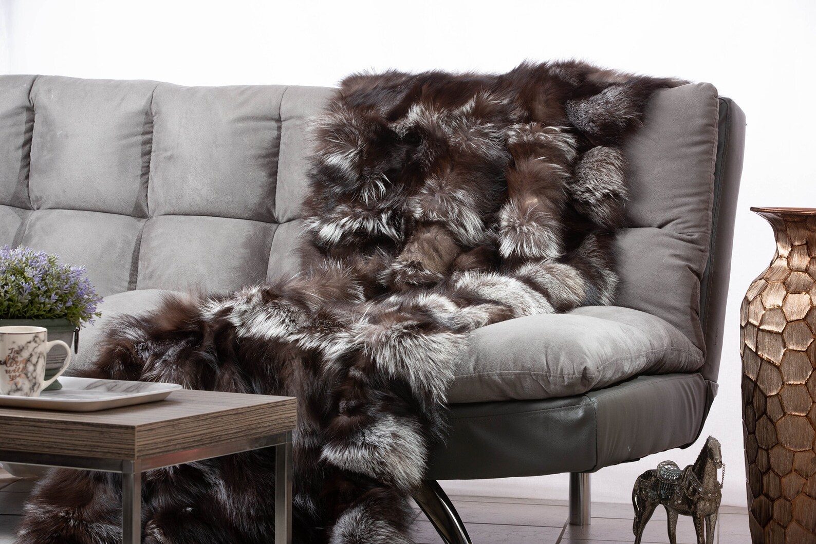 Real Silver Fox Fur Throw, Fur Warmer, Fur Comforter - Etsy