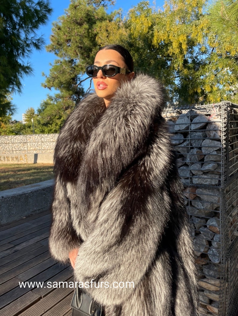 LUXURY SILVER FOX Fur Full Lenght Coat With Whole Skins,fur Coat,unisex ...