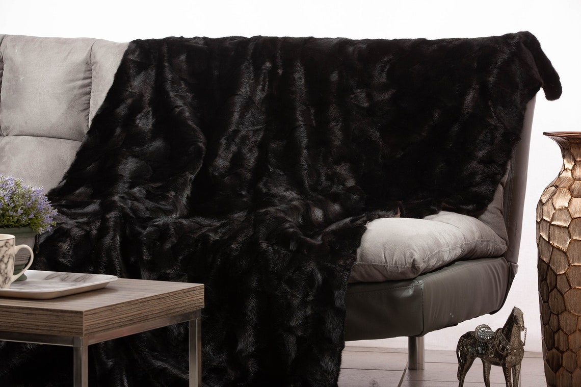 Real Mink Fur Throw Fur Warmer Fur Comforter Fur Rug | Etsy