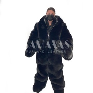 Double Sided Fox Fur Costumein Black With Whole Skins,luxury Fur Suit ...