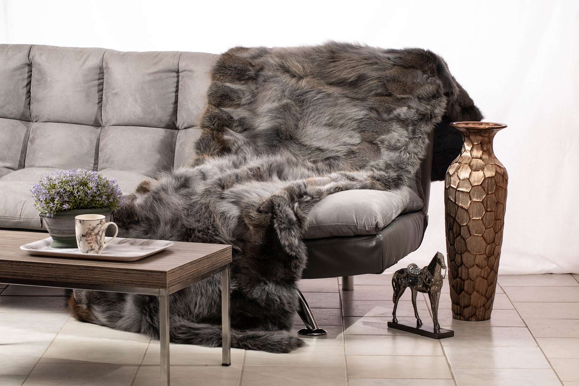 Real COYOTE Fur Throw Fur Warmer Fur Comforter Fur Rug - Etsy