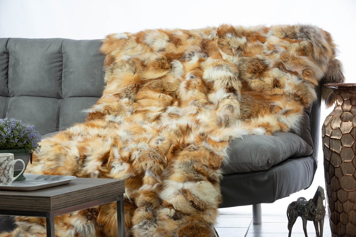 REAL FOX FUR Throwfur Comforterfur Blanket Fur Rug Fox Fur | Etsy