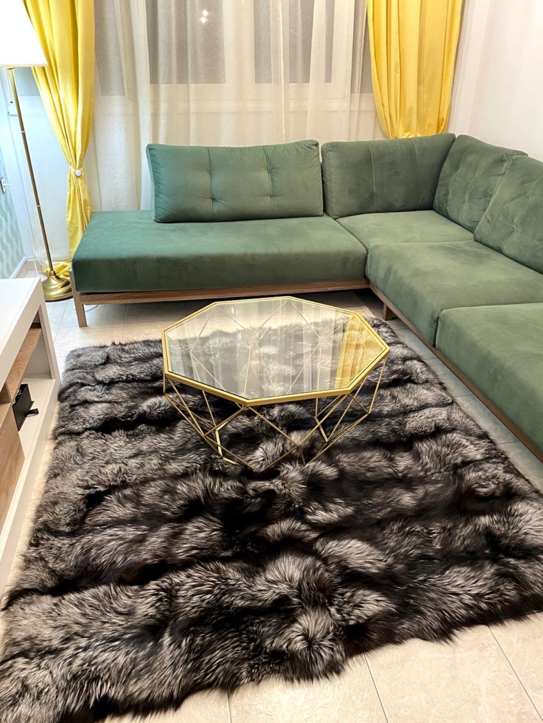 REAL SILVER FOX Fur Throw,luxury Cashmere Style Lining,fur Blanket,home ...