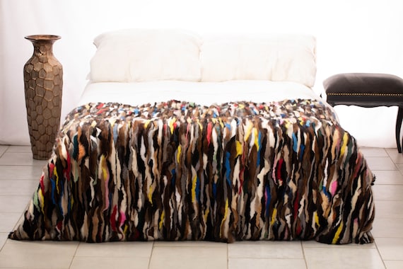 Real Mink Fur Throw Fur Warmer Fur Comforter Fur Rug | Etsy