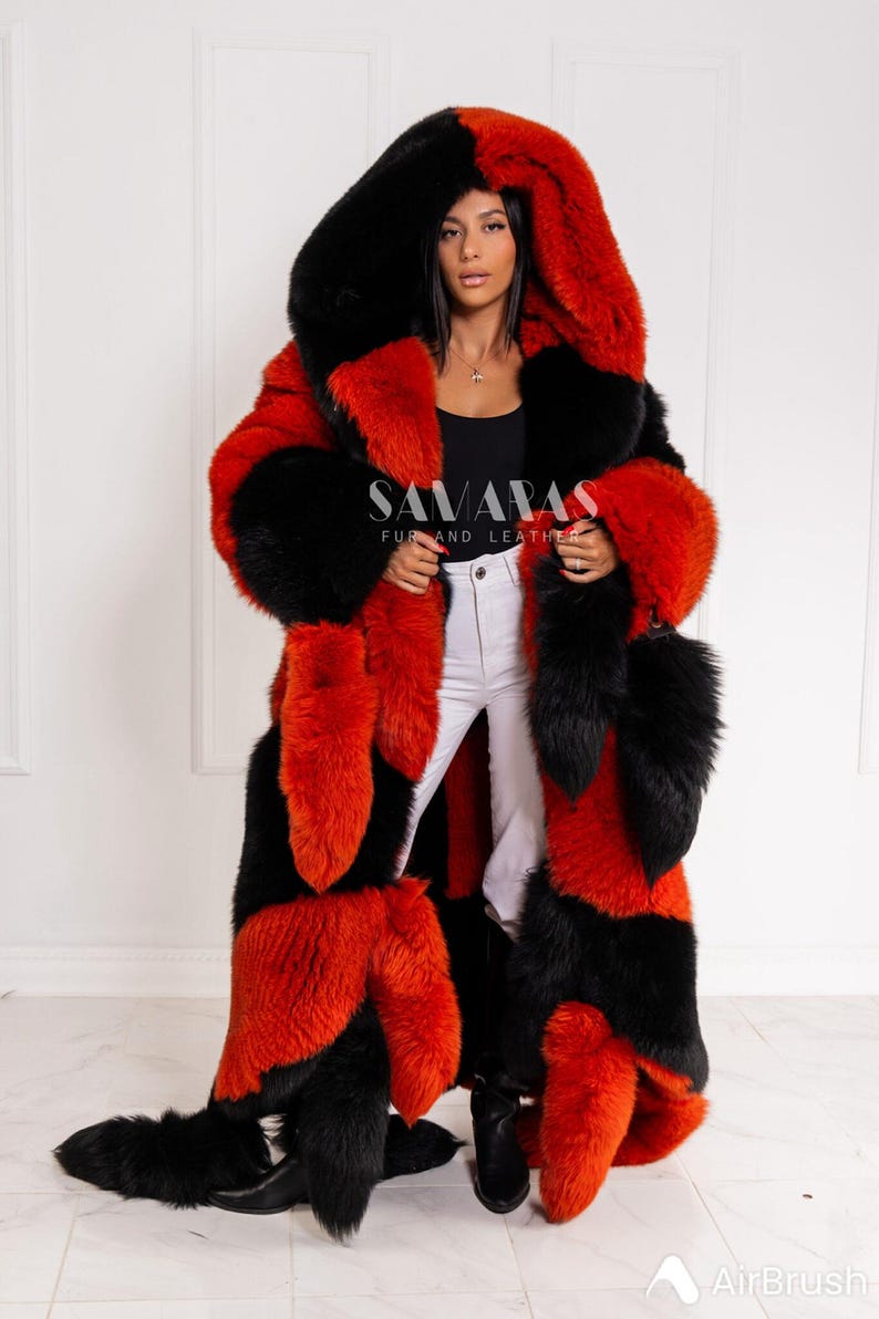 Luxury Scandinavian Double Face Fur Oversized Diagonal Cut Fox Fur Coat ...