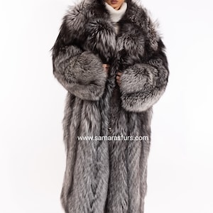 LUXURY SILVER FOX Fur Full Lenght Coat With Whole Skinsand Huge Collar,fur Coat,unisex Fur Coat ...