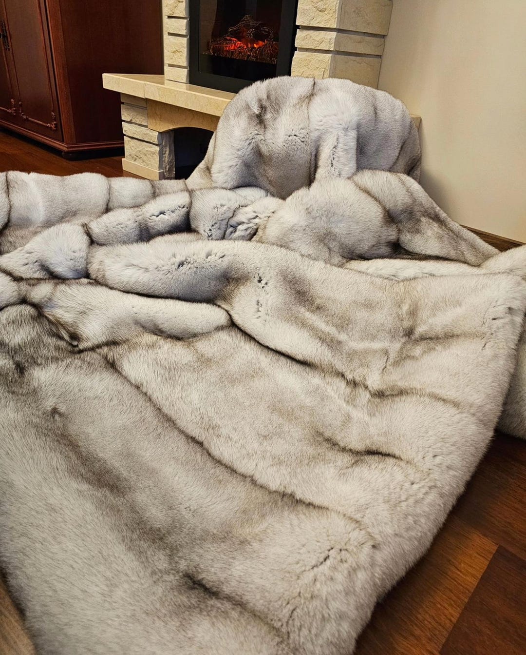Luxury Scandinavian Blue Fox Full Skin REAL FUR Throw,fur Comforter,fur ...