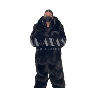 Double Sided Fox Fur Costumein Black With Whole Skins,luxury Fur Suit ...