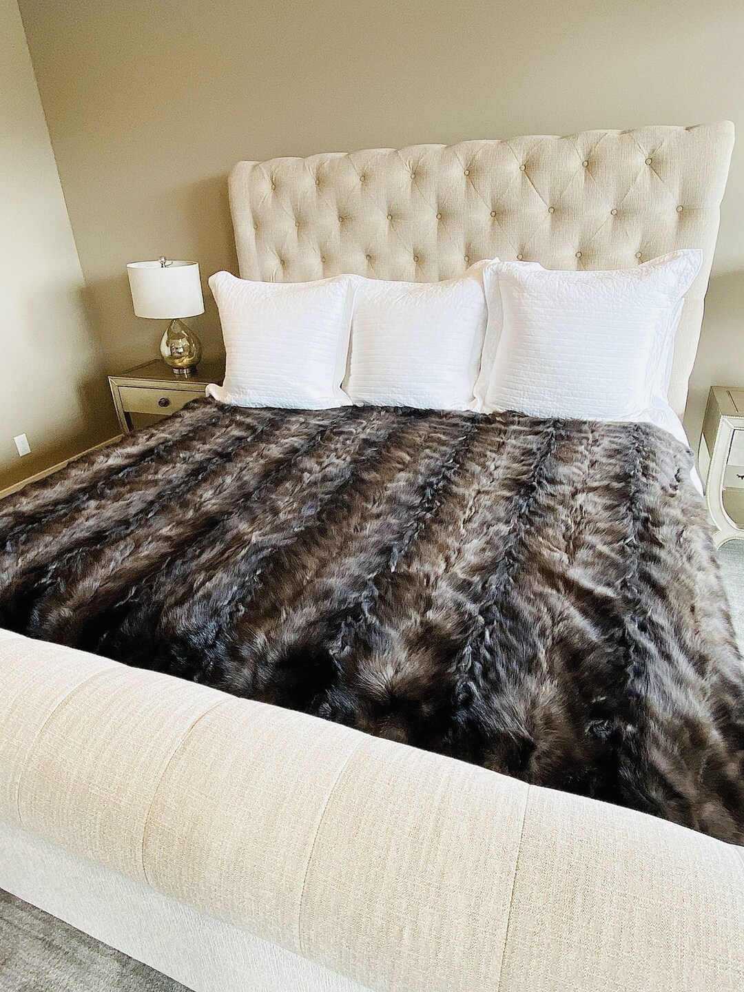 REAL SABLE FUR Blanket, Sable Fur Throw, Super Luxury Sectional Sable ...