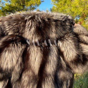 Luxury Silver Fox Jacket With Big Lavish Collar,jacket With Whole Skins ...