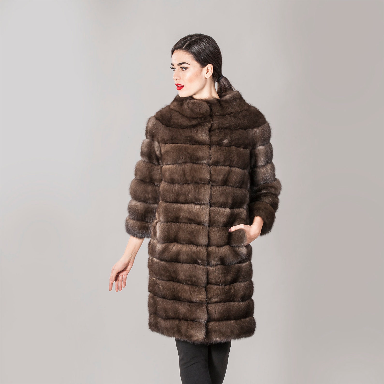 Manteau Russe De Fourrure De Barguzinsky Avec Le Collier Etsy