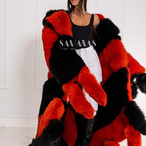 Luxury Scandinavian Double Face Fur Oversized Diagonal Cut Fox Fur Coat ...