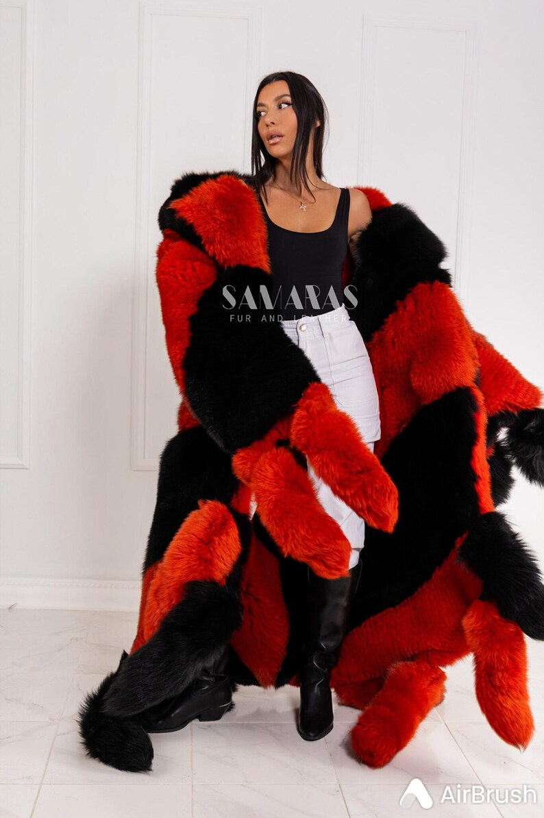 Luxury Scandinavian Double Face Fur Oversized Diagonal Cut Fox Fur Coat ...