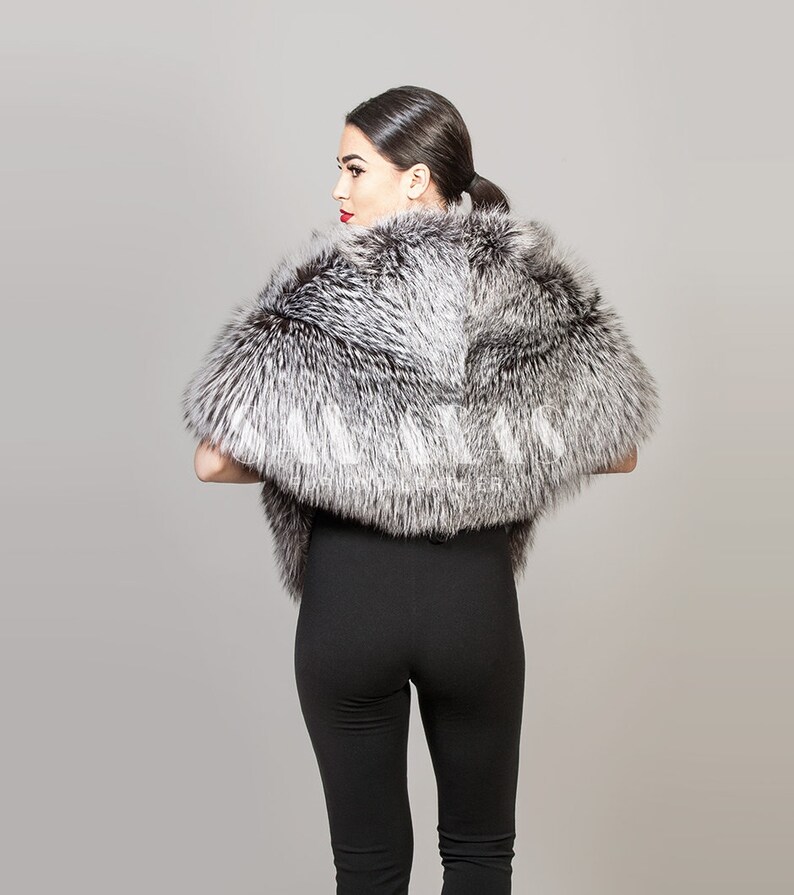 Silver Fox Fur Cape Foxtop Quality Foul Skinsmany Colors - Etsy