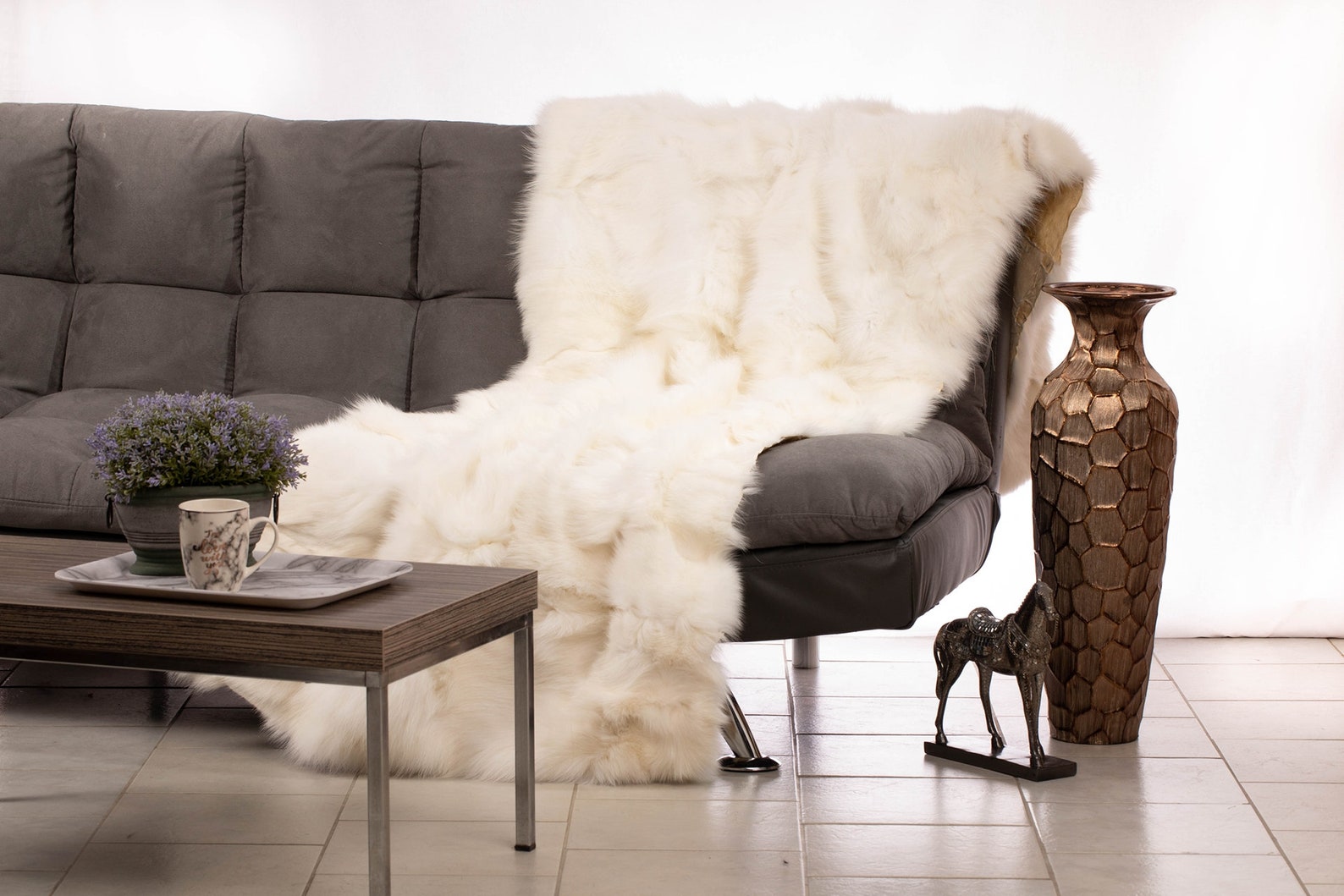 Real Cream White Fox Fur Throw Fur Warmer Fur Comforter Fur - Etsy