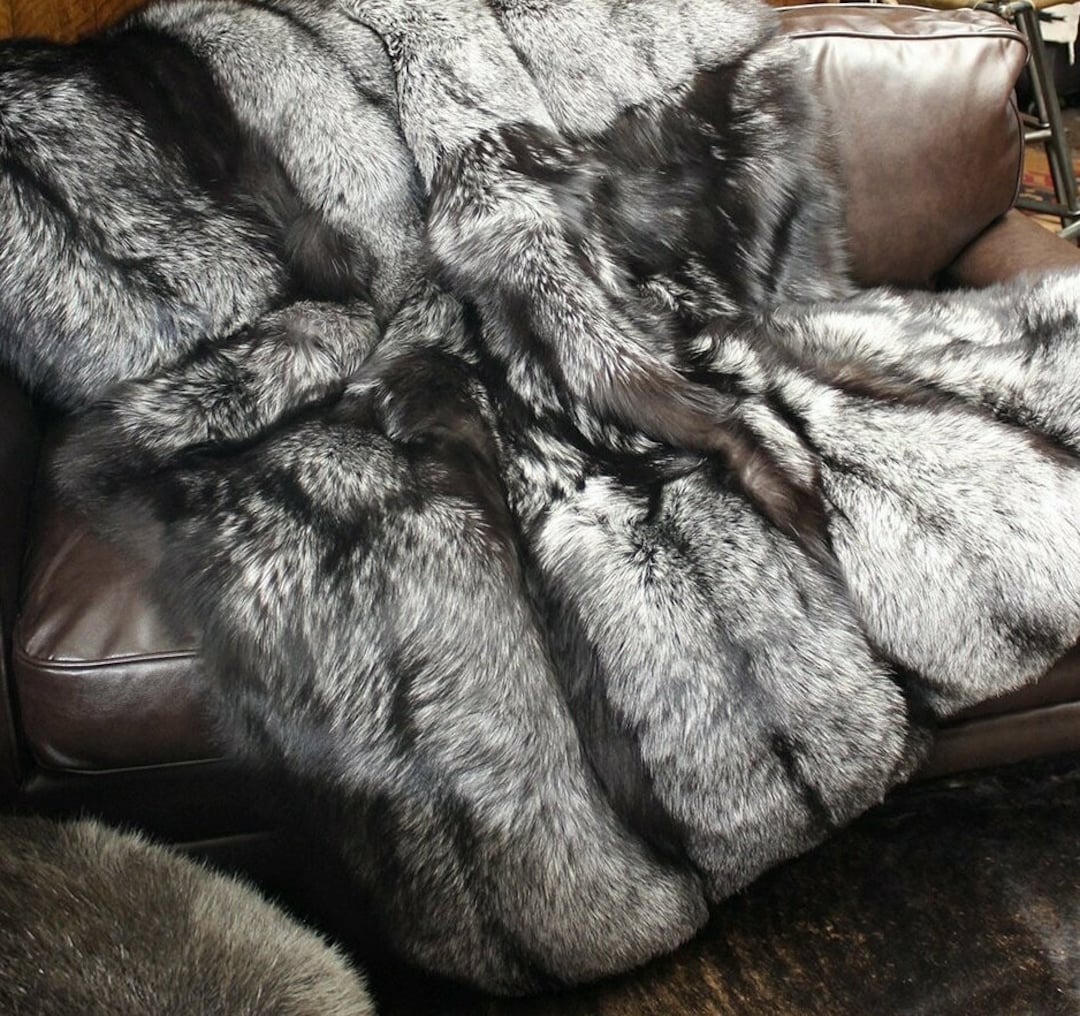 5stars Full Skin REAL FOX FUR Throw,luxury Cashmere Style Lining,fur ...
