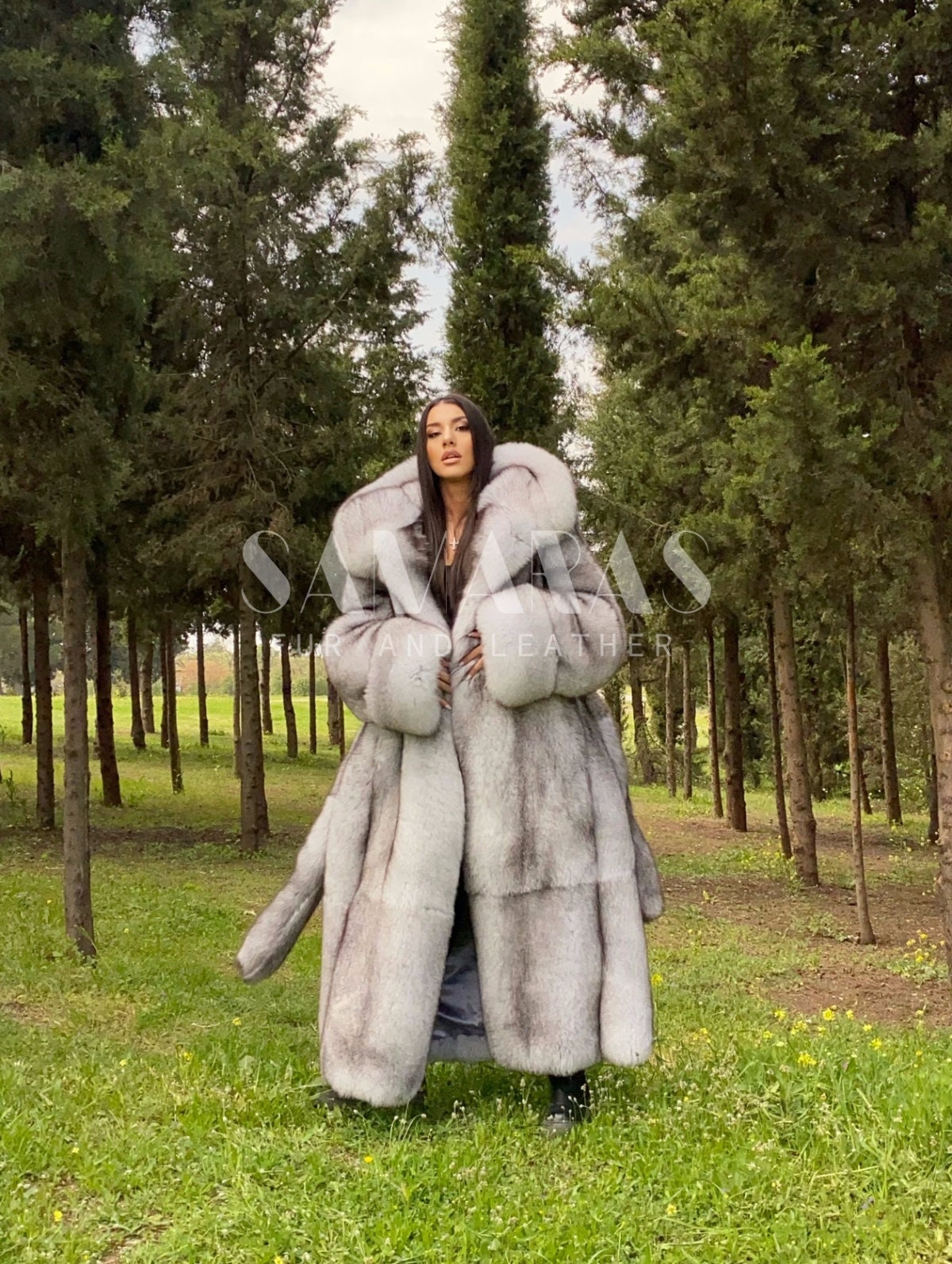 52 Inch LONG BLUE FOX Coat fur Coat With Whole Skinsfur - Etsy Sweden