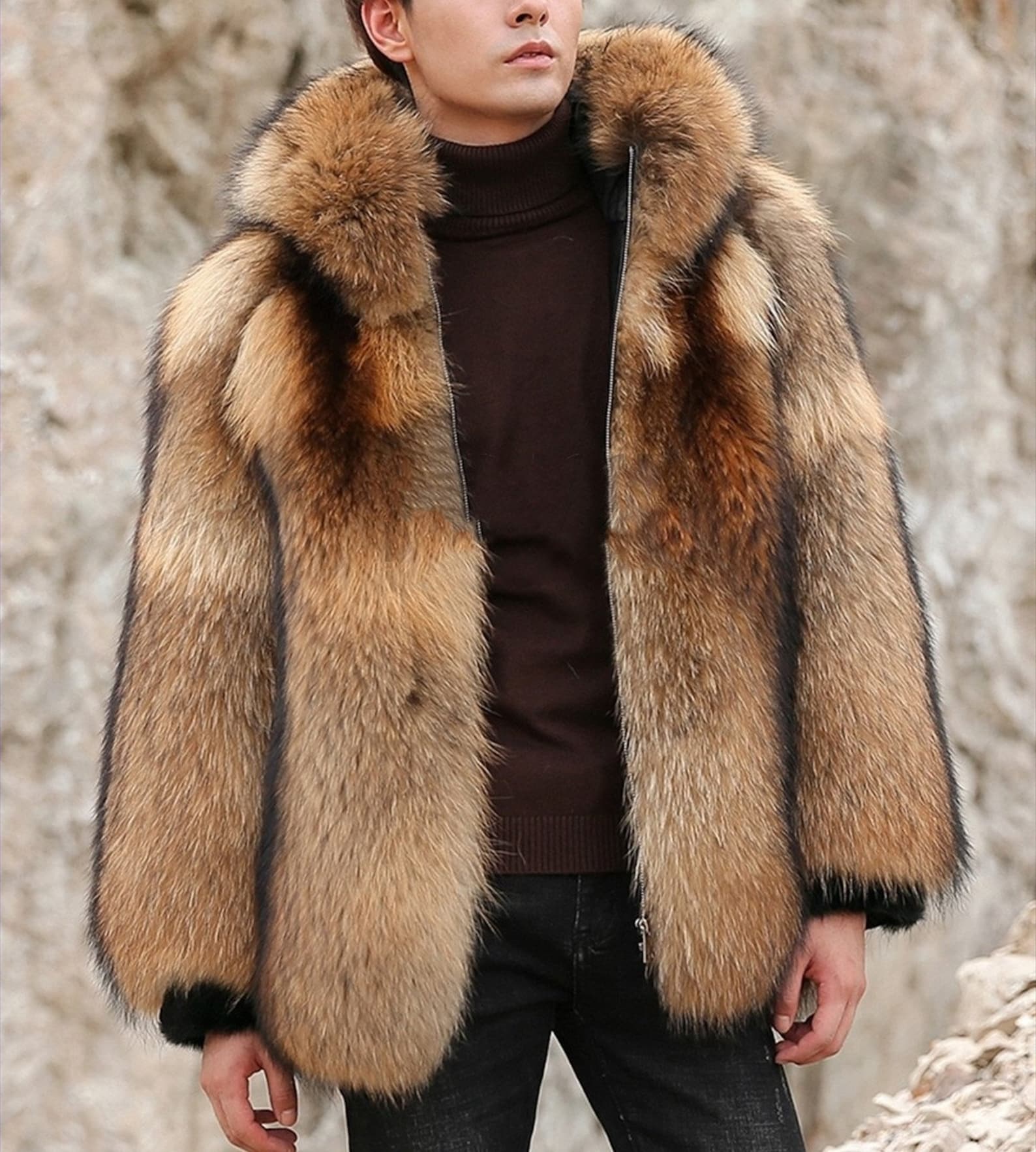 Top Quality Real Mens Fur Jacket/coat, Full Skin Jacket, Jacket With ...