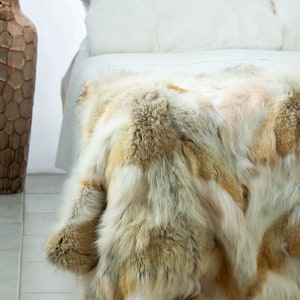 Real COYOTE Fur Throw, Fur Warmer, Fur Comforter, Fur Rug - Etsy