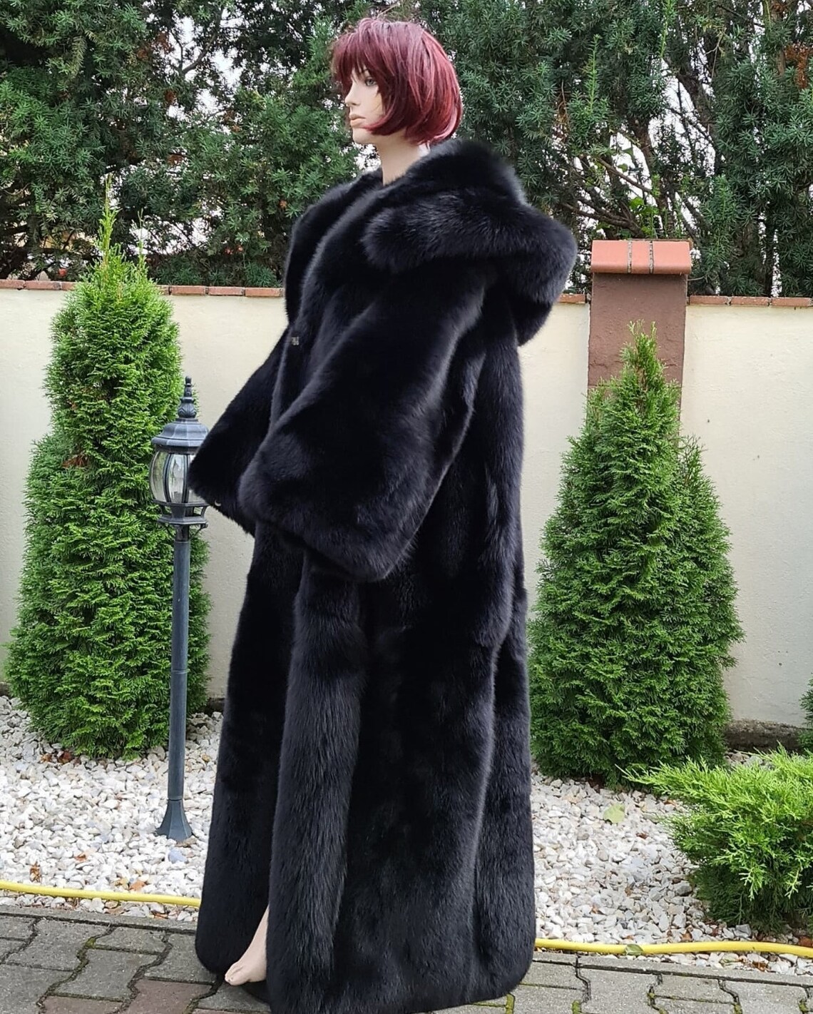LUXURY BLUE FOX Coat Black fur Coat With Whole Skinsfur - Etsy