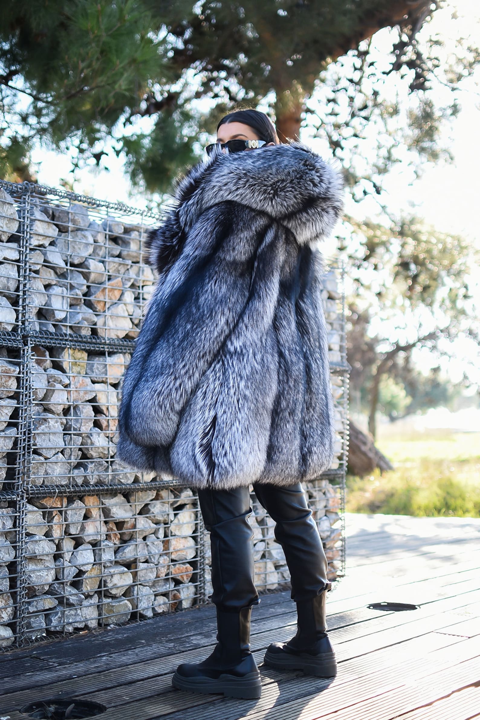 LUXURY SILVER FOX Fur Jacket With Whole Skins Fur Jacketfox - Etsy