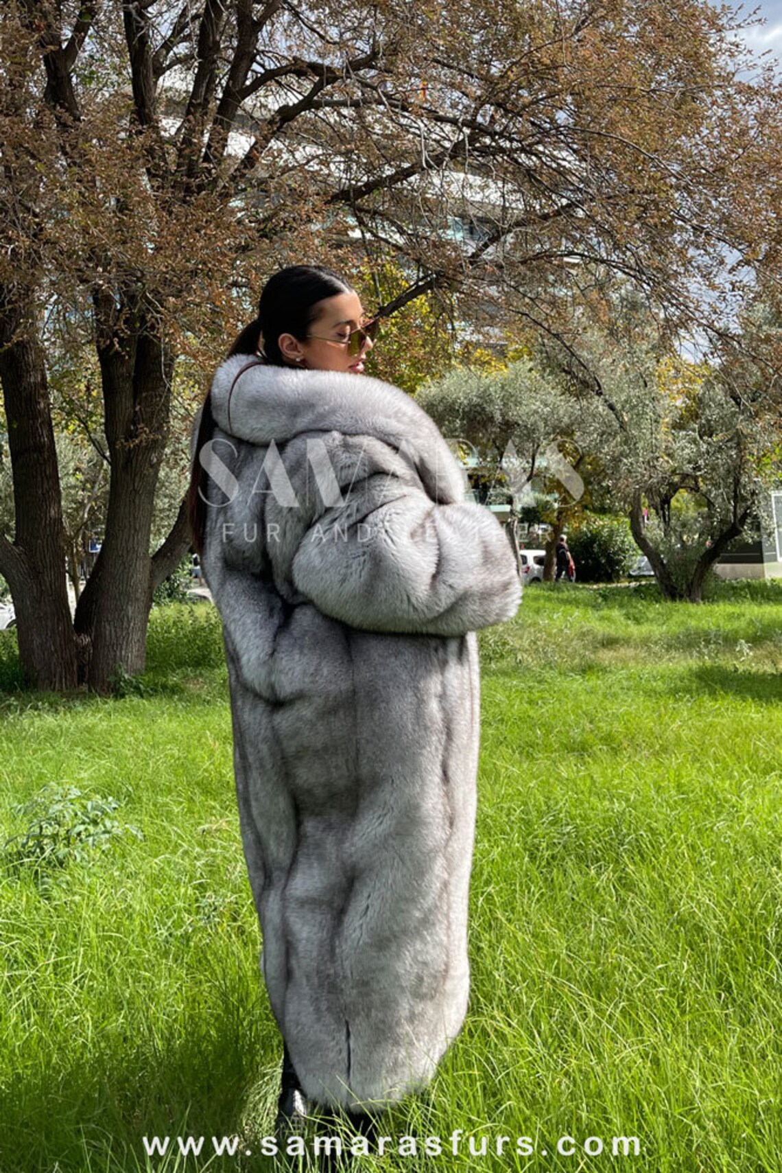 LUXURY Natural Blue Fox Fur Jacket/coat With Whole Skins and Collar,fox ...