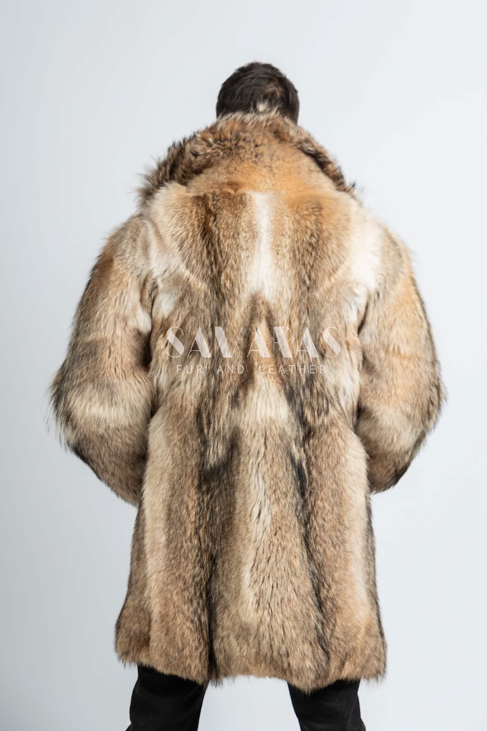 Luxury Men’s Full Skin Montana Coyote Fur Jacket / Coat With Lavish Fur ...