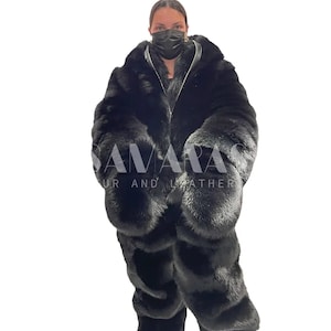 Double Sided Fox Fur Costumein Black With Whole Skins,luxury Fur Suit ...