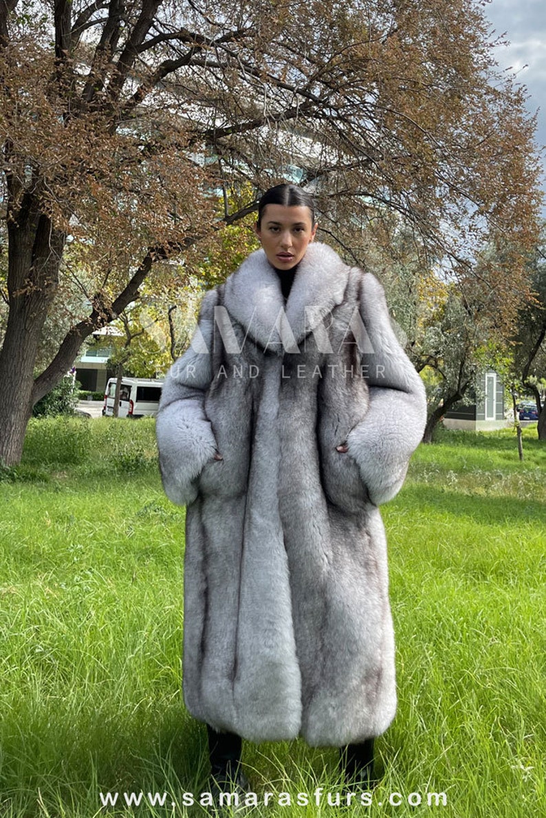 LUXURY Natural Blue Fox Fur Jacket/coat With Whole Skins and - Etsy