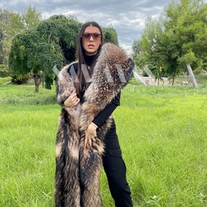 Huge Double Face Luxury Finn Raccoon Fur Boa,118inch (300cm)natural ...