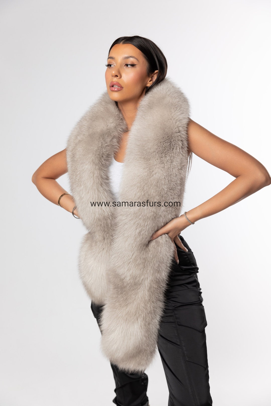 Rare Mutation Storm Grey-beige Fox Fur Collar,fur Scarf,real Fur Collar ...