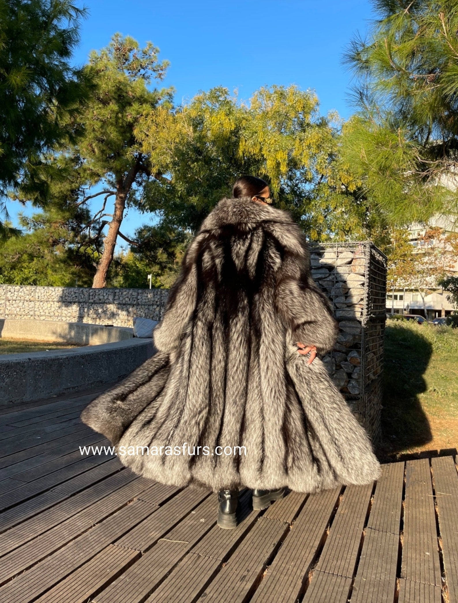 LUXURY SILVER FOX Fur Full Lenght Coat With Whole Skinsfur - Etsy